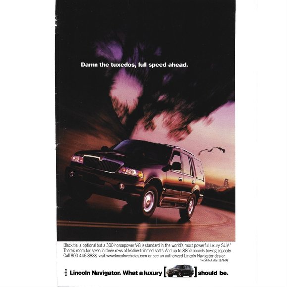 Art | Lincoln Navigator Luxury Suv Advert 199s Vintage Print Ad | Poshmark
